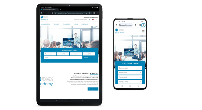 Die Railway Systems Academy ist per Shortcut immer auf Ihrem Android Handy und Tablet mit dabei ...