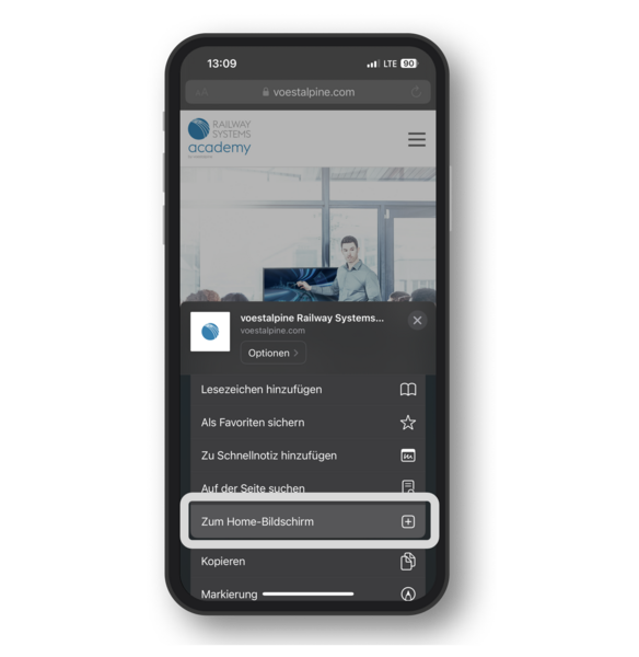 Die Railway Systems Academy ist per Shortcut immer auf Ihren iPhone und iPad mit dabei ...